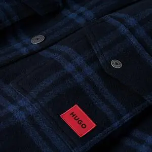 Hugo Boss Checked Long Sleeve Overcoat