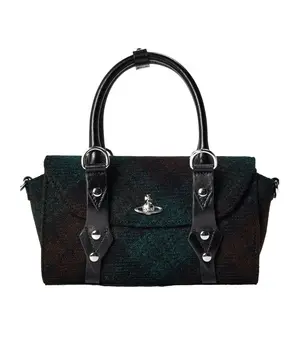 VIVIENNE WESTWOOD Plaid Wool Handbag With Rivets