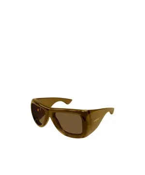 Saint Laurent Sculptural Wraparound Sunglasses - Brown