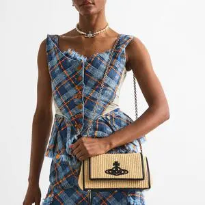 VIVIENNE WESTWOOD Raffia Shoulder Bag With Orb Detail