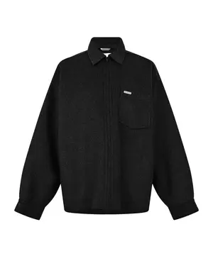 Balenciaga Oversized Zip-up Shirt Jacket With Structured Shoulders