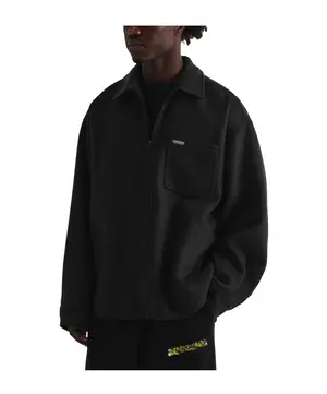 Balenciaga Oversized Zip-up Shirt Jacket With Structured Shoulders