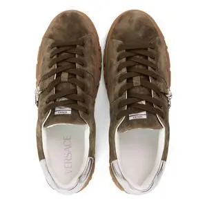 Versace Suede Lace-up Low-top Sneakers