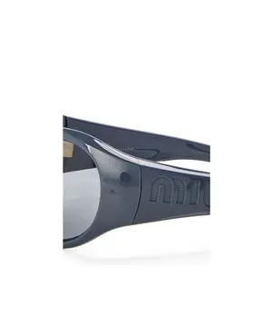 Miu Miu Glossy Dark Grey Wraparound Shield Sunglasses - Gray