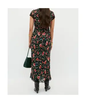 Rixo Floral Print Maxi Dress With Lace Trim