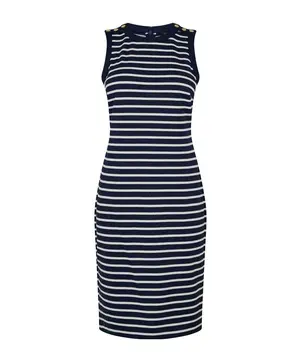 Ralph Lauren Striped Tea-length Dress With Button Detail