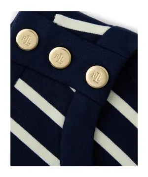 Ralph Lauren Striped Tea-length Dress With Button Detail