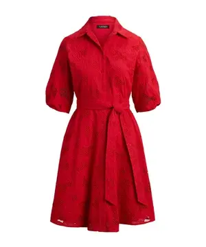 Ralph Lauren Embroidered Shirt Dress - Red