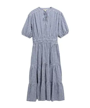 Barbour Checked A-line Midi Dress - Gray