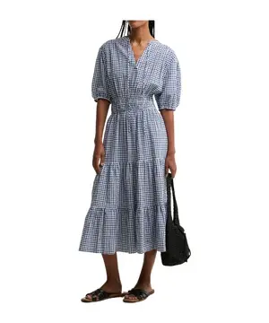 Barbour Checked A-line Midi Dress