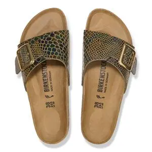 BIRKENSTOCK Single-strap Cork Slide Sandals With Metallic Buckle - Brown