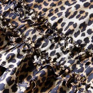 GANNI Leopard Print Tiered Ruffled Mini Dress