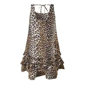 GANNI Leopard Print Tiered Ruffled Mini Dress