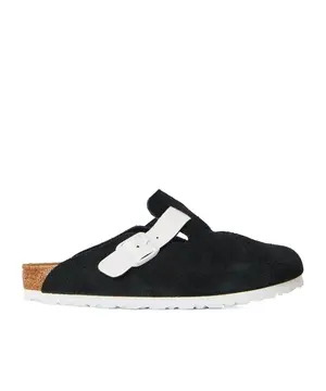 BIRKENSTOCK Suede Mule With Buckle Detail