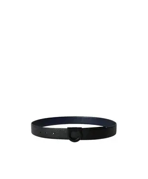 FERRAGAMO Reversible Grained Leather Belt With Matte Metal Buckle - Black