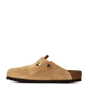 BIRKENSTOCK Suede Mule With Metal Buckle - Brown