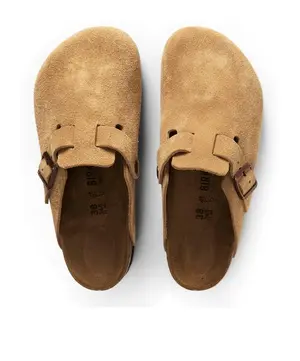 BIRKENSTOCK Suede Mule With Metal Buckle - Brown