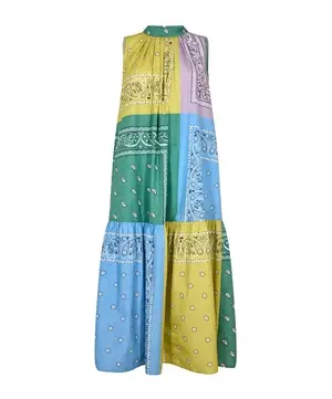 Max Mara Maxi Dress With Bandana Print - Blue