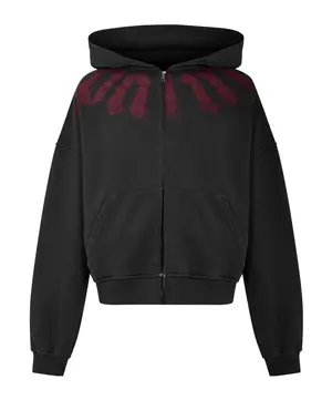 Palm Angels Cropped Zip-up Hoodie - Black