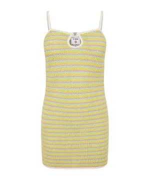 Casablanca Crochet Mini Dress With Stripes And Cut-out Detail