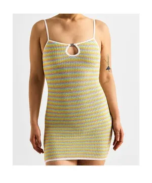 Casablanca Crochet Mini Dress With Stripes And Cut-out Detail