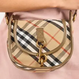 Burberry Plaid Saddle Bag - Sand-colored