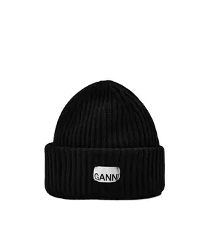 GANNI Soft And Form-fitting Knit Beanie - Black