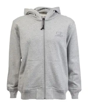 C.P. COMPANY Diagonal Raised Fleece Logo Full-zip Hoodie
