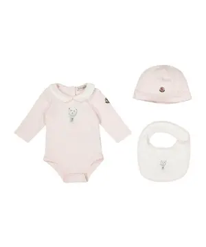 Moncler Baby Printed Set With Hat And Bib - No