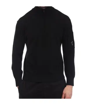C.P. COMPANY Extrafine Merino Wool Half-zip Sweater - Black