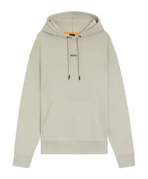 Hugo Boss Boss Contrast Logo Hoodie In Cotton Terry