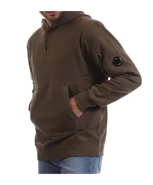 C.P. COMPANY Diagonal Raised Fleece Lens Hoodie - Green