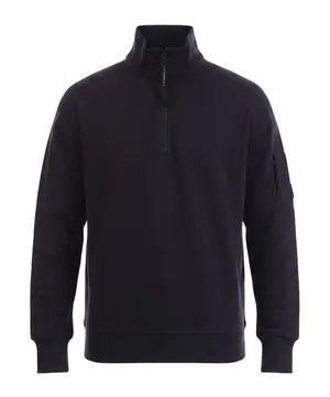 C.P. COMPANY Diagonal Raised Fleece Half-zip Sweatshirt - Black