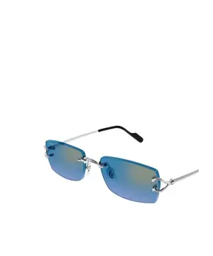 Cartier Rimless Rectangular Sunglasses - Blue