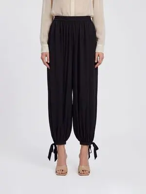 Chloé Gathered Pants With Tie Detail - Black