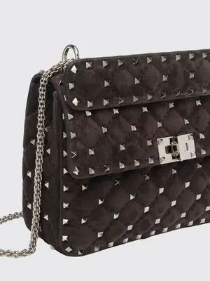 Valentino Garavani Rockstud Leather Handbag With Studs And Chain Strap - Brown
