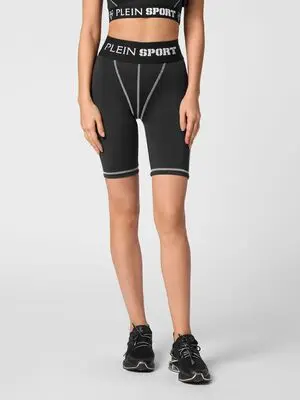 PLEIN SPORT High-waisted Logo Trimmed Biker Shorts