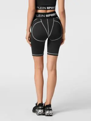 PLEIN SPORT High-waisted Logo Trimmed Biker Shorts
