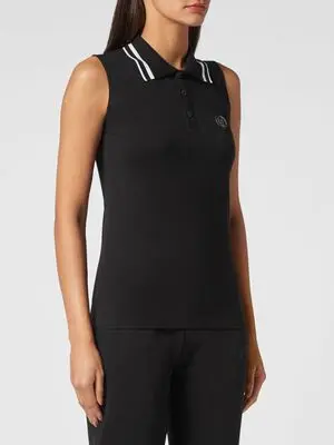 PLEIN SPORT Sleeveless Polo Shirt - Black