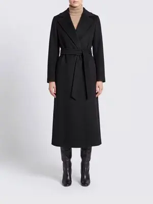 Max Mara Long Belted Wool Robe Coat - Black