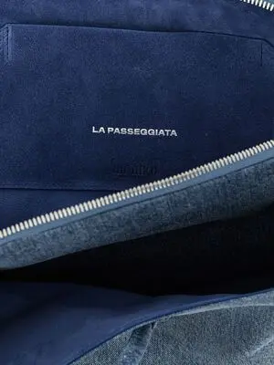 Attico La Passeggiata Asymmetrical Cotton Shoulder Bag - Denim