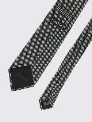 TOM FORD Geometric Pattern Pure Silk Tie - Grey