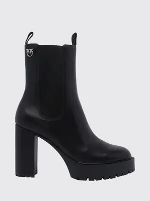 Pinko Leather Platform Chelsea Boots - Black