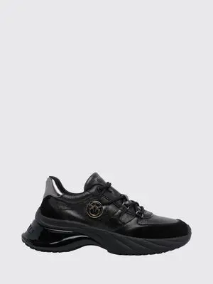 Pinko Lace-up Leather And Suede Sneakers - Black