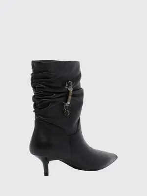 Pinko Ruched Leather Kitten Heel Boots