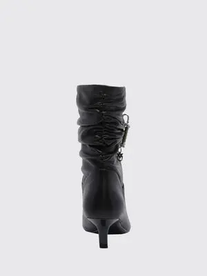 Pinko Ruched Leather Kitten Heel Boots