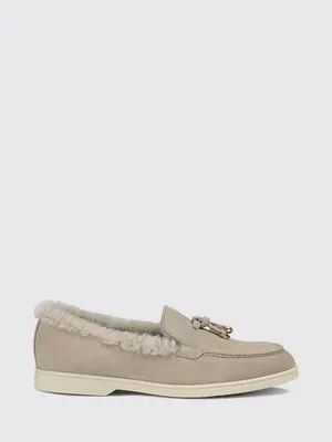 DOUCAL'S Suede Shearling Lined Loafers - Sand