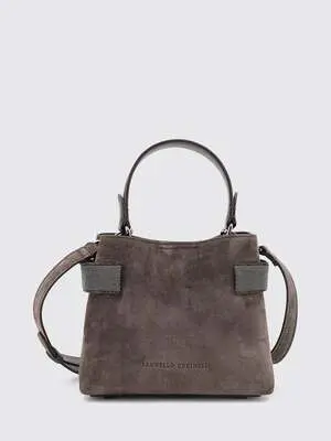 Brunello Cucinelli BRUNELLO CUCINELLI Suede Handbag With Monili Embellishment Black