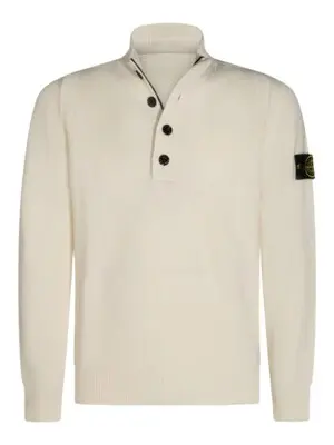 Stone Island Wool Turtleneck Sweater With Button Placket