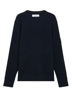 Stone Island Ribbed Crew Neck Wool Sweater